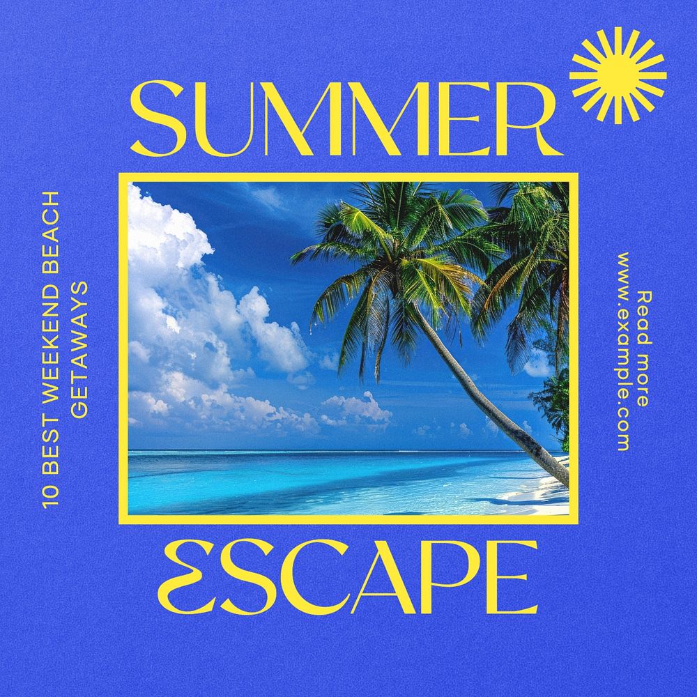 Summer escape Instagram post template | Premium Editable Template - rawpixel