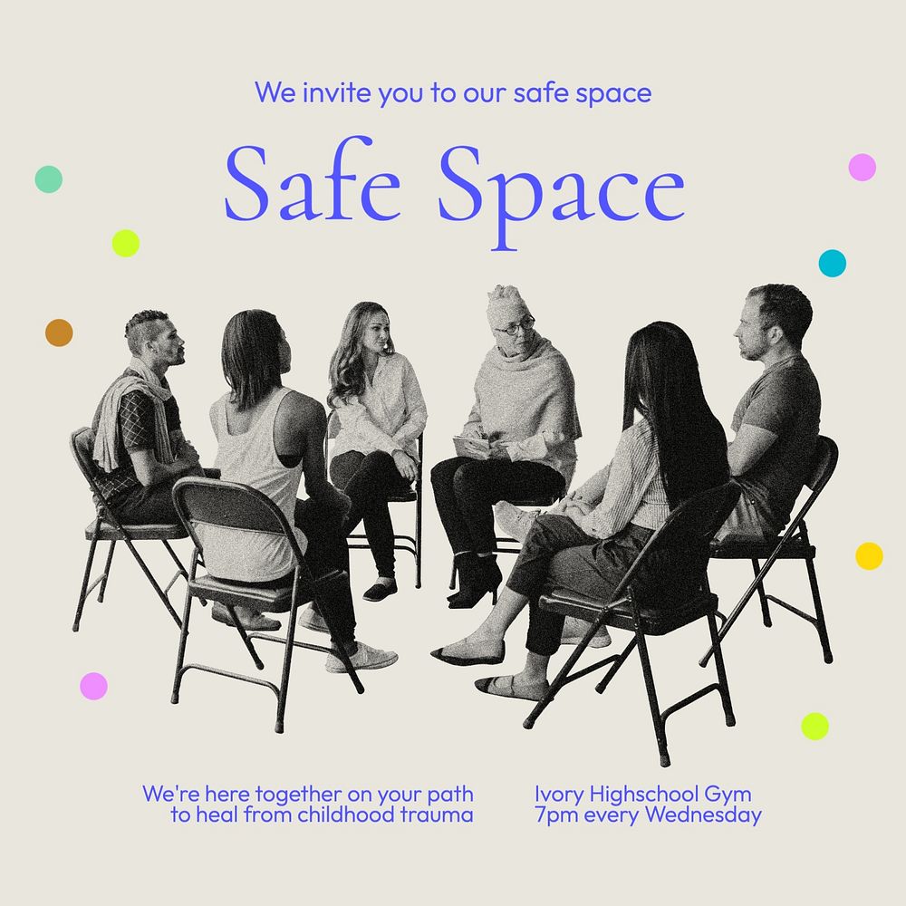 Trauma support group Instagram post | Free Editable Template - rawpixel