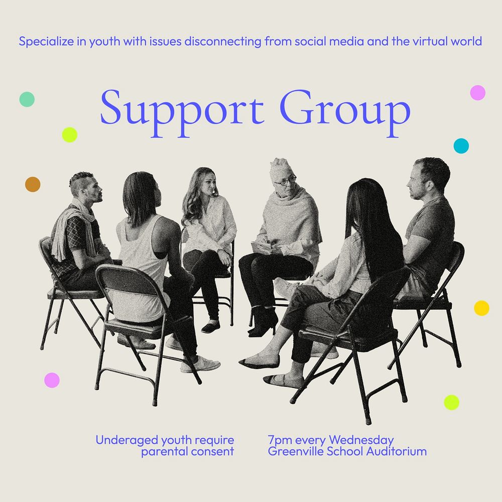 Support group Instagram post template | Free Editable Template - rawpixel
