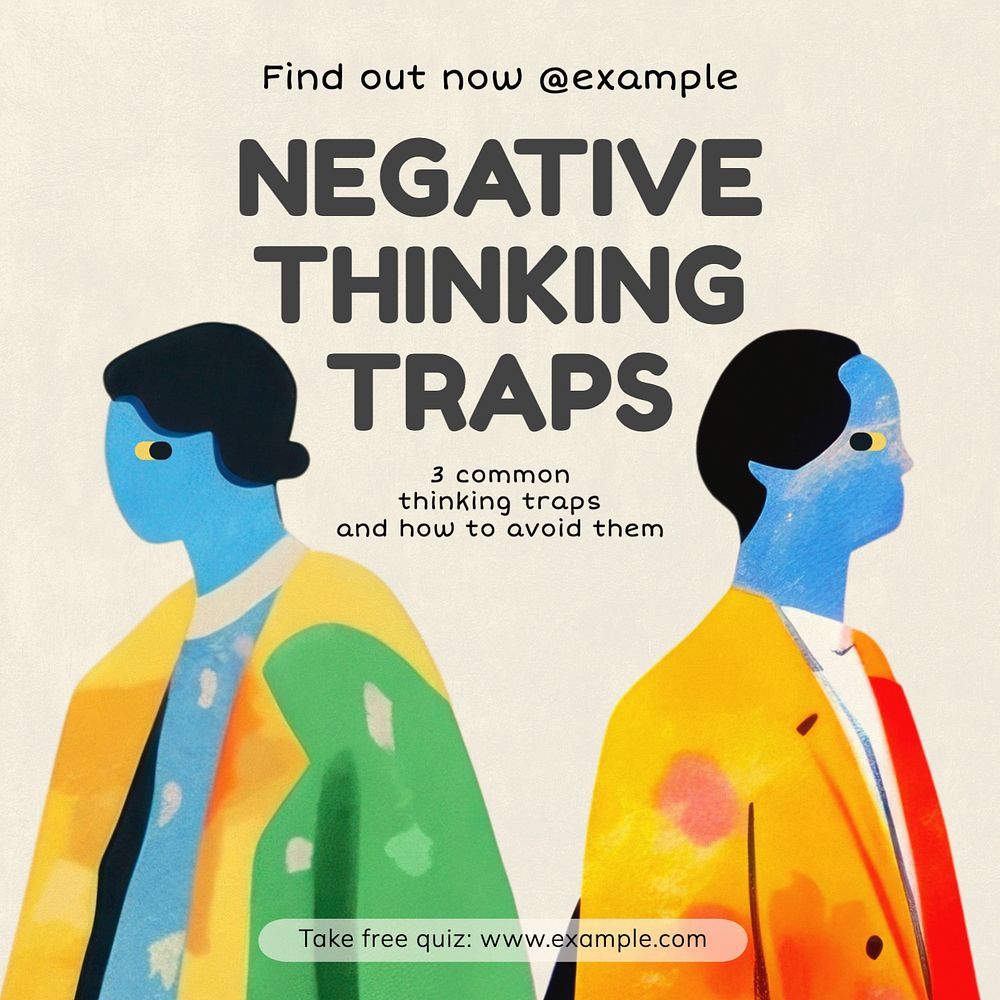 Negative thoughts Instagram post template | Premium Editable Template ...