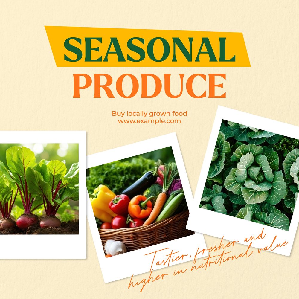 Seasonal produce Instagram post template | Premium Editable Template ...