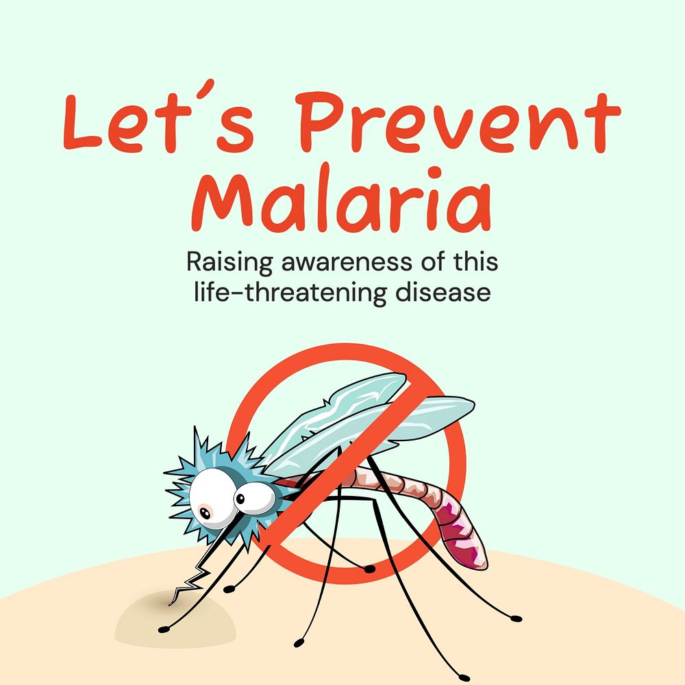 Let's prevent malaria Facebook post | Free Editable Template - rawpixel
