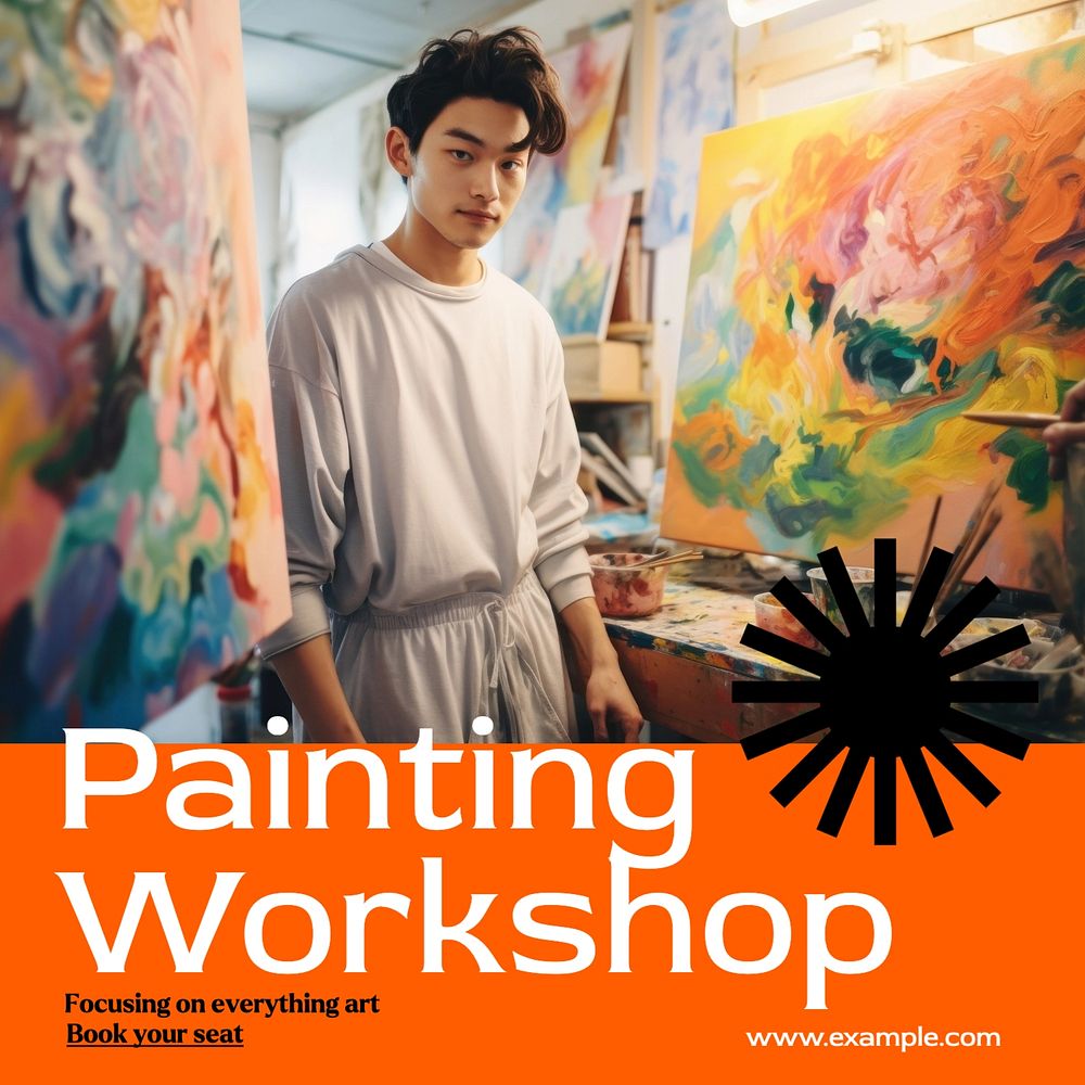 Painting workshop Facebook post template | Premium Editable Template ...