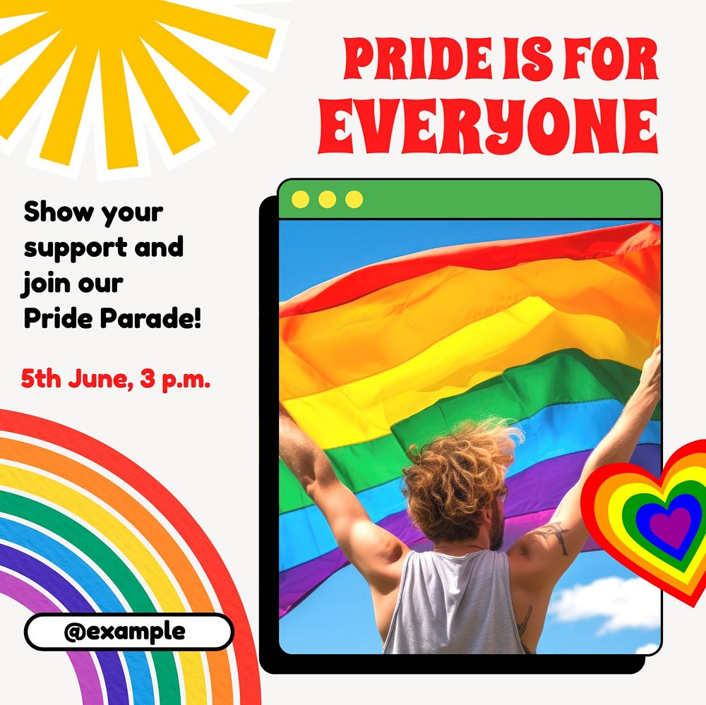 Pride parade Instagram post template | Premium Editable Template - rawpixel