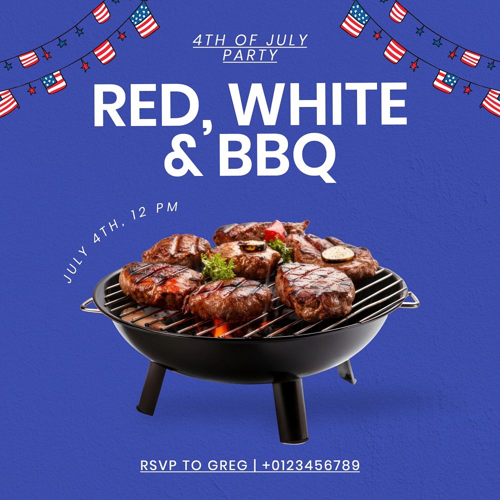 BBQ party Instagram post template | Premium Editable Template - rawpixel