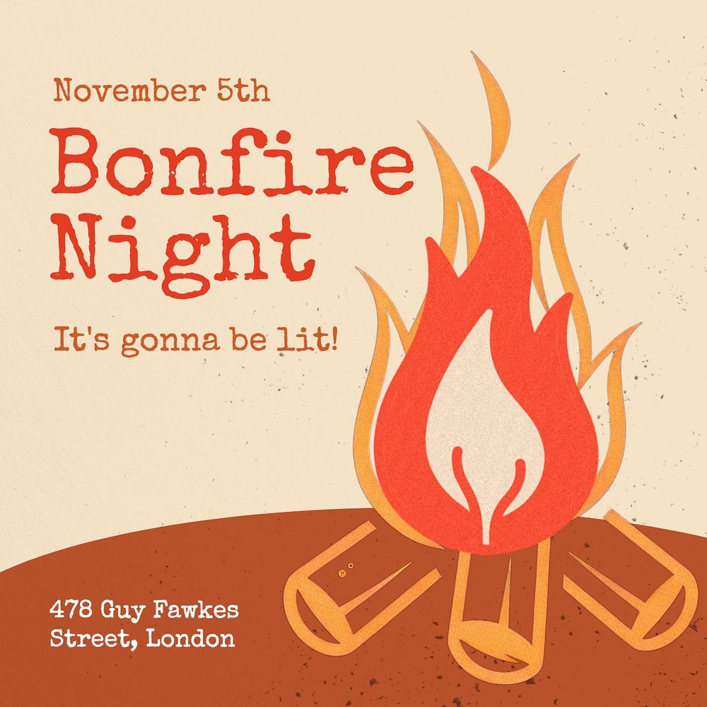 Bonfire night Instagram post template | Premium Editable Template ...
