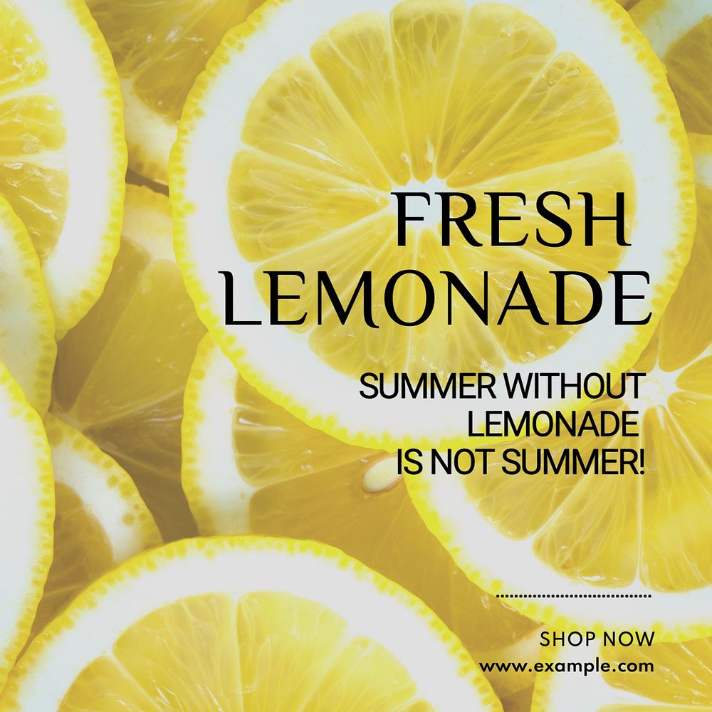 Fresh lemonade Instagram post template | Premium Editable Template ...