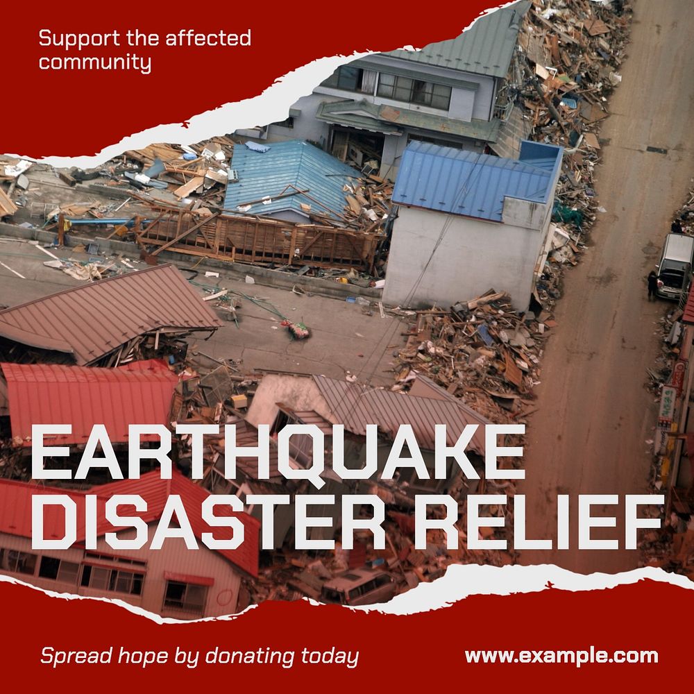 Earthquake disaster relief Instagram post | Free Editable Template ...