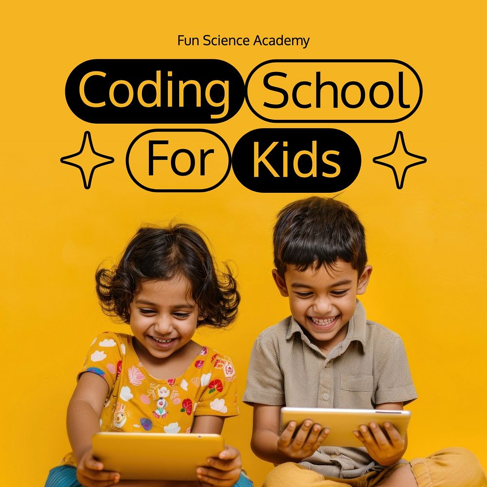 Kids coding school Instagram post | Premium Editable Template - rawpixel