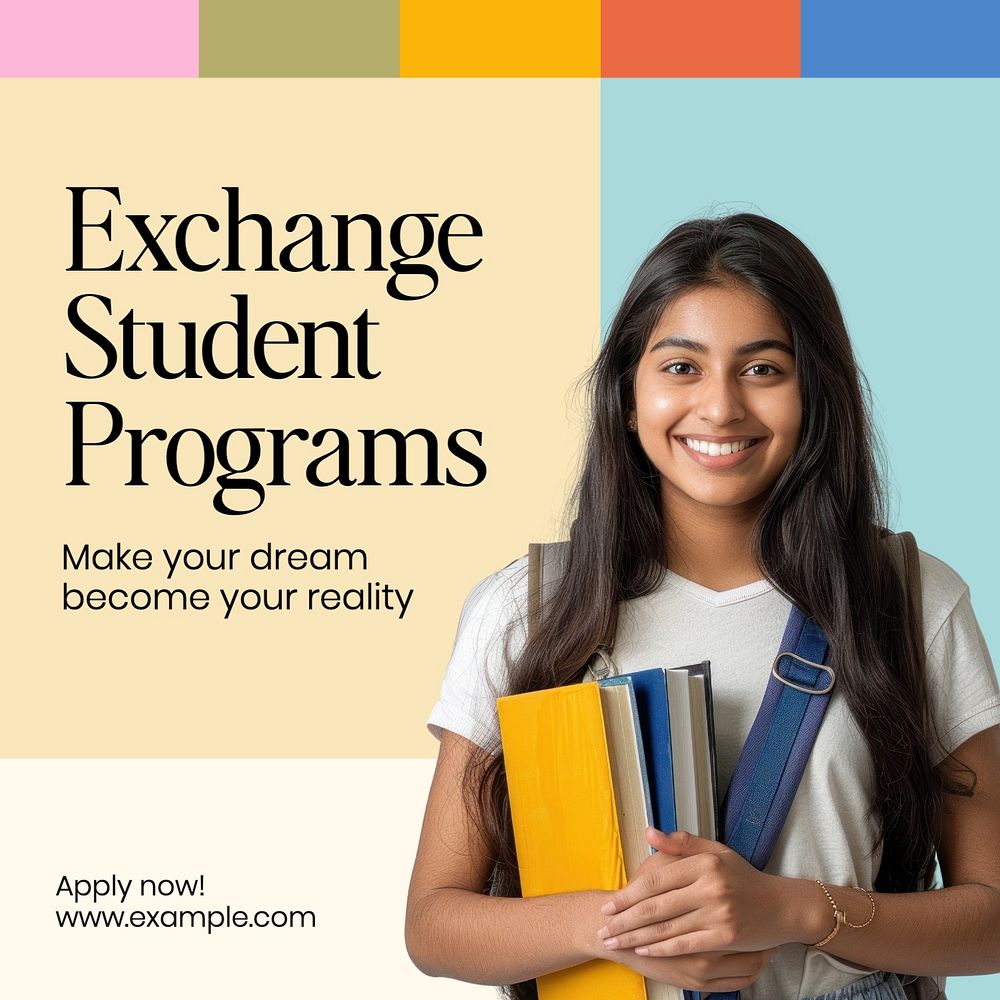 Exchange student programs Instagram post | Premium Editable Template ...
