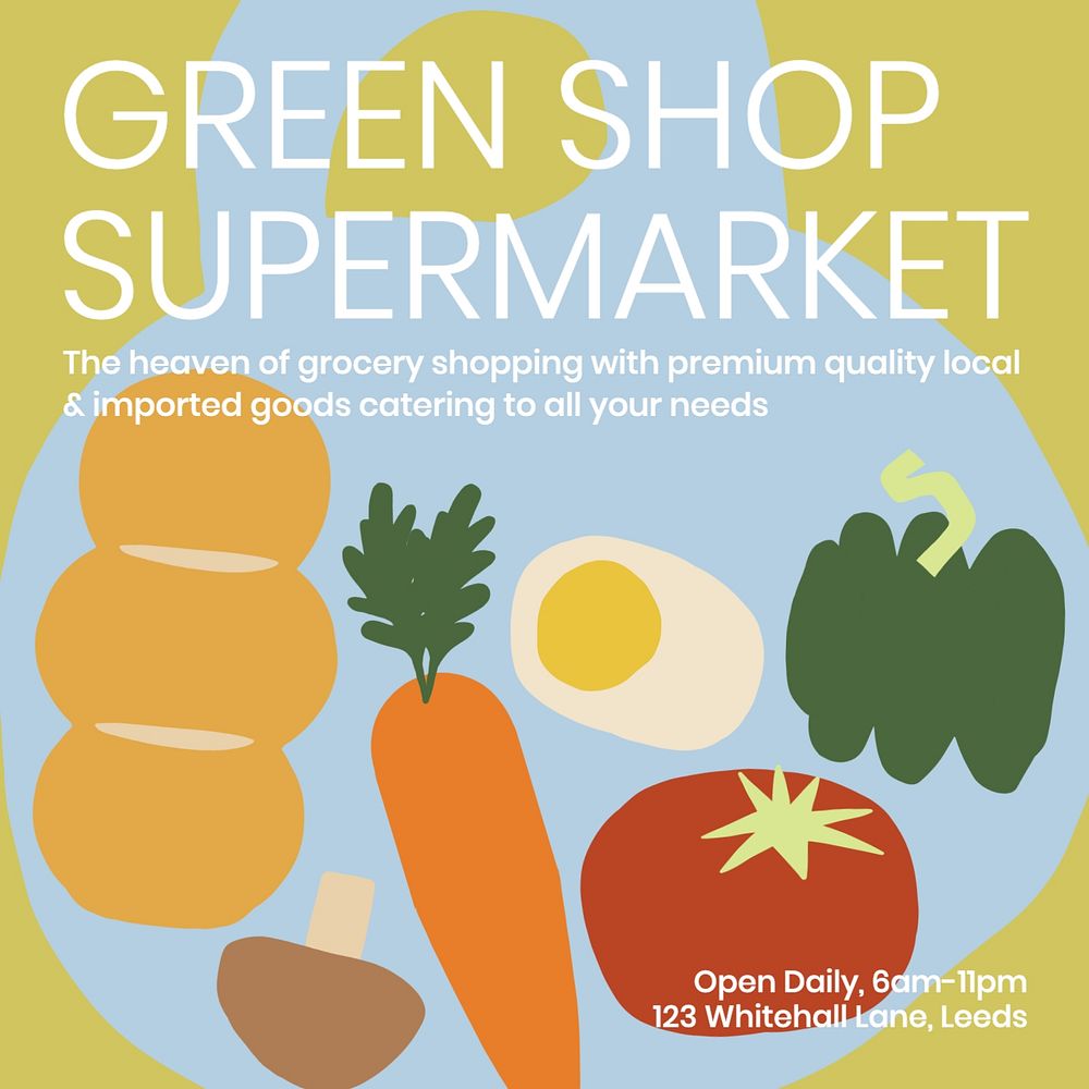 Supermarket Instagram post template | Premium Editable Template - rawpixel