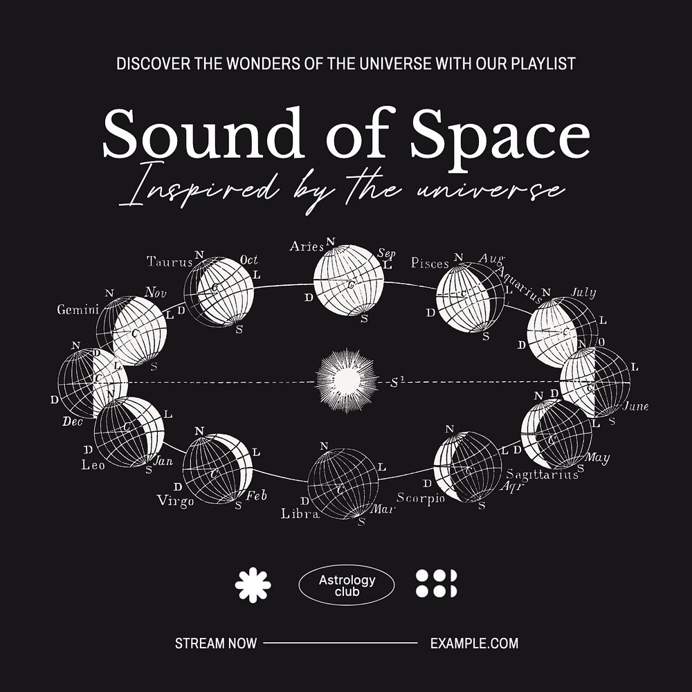 Space playlist Instagram post template | Premium Editable Template ...