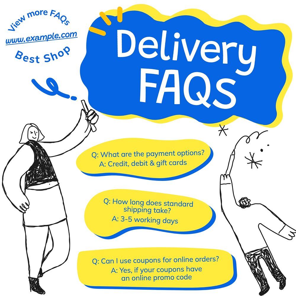 Delivery FAQs Instagram post template, | Premium Editable Template ...