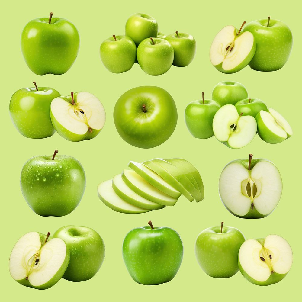 Green apple element set remix | Premium Editable Design - rawpixel