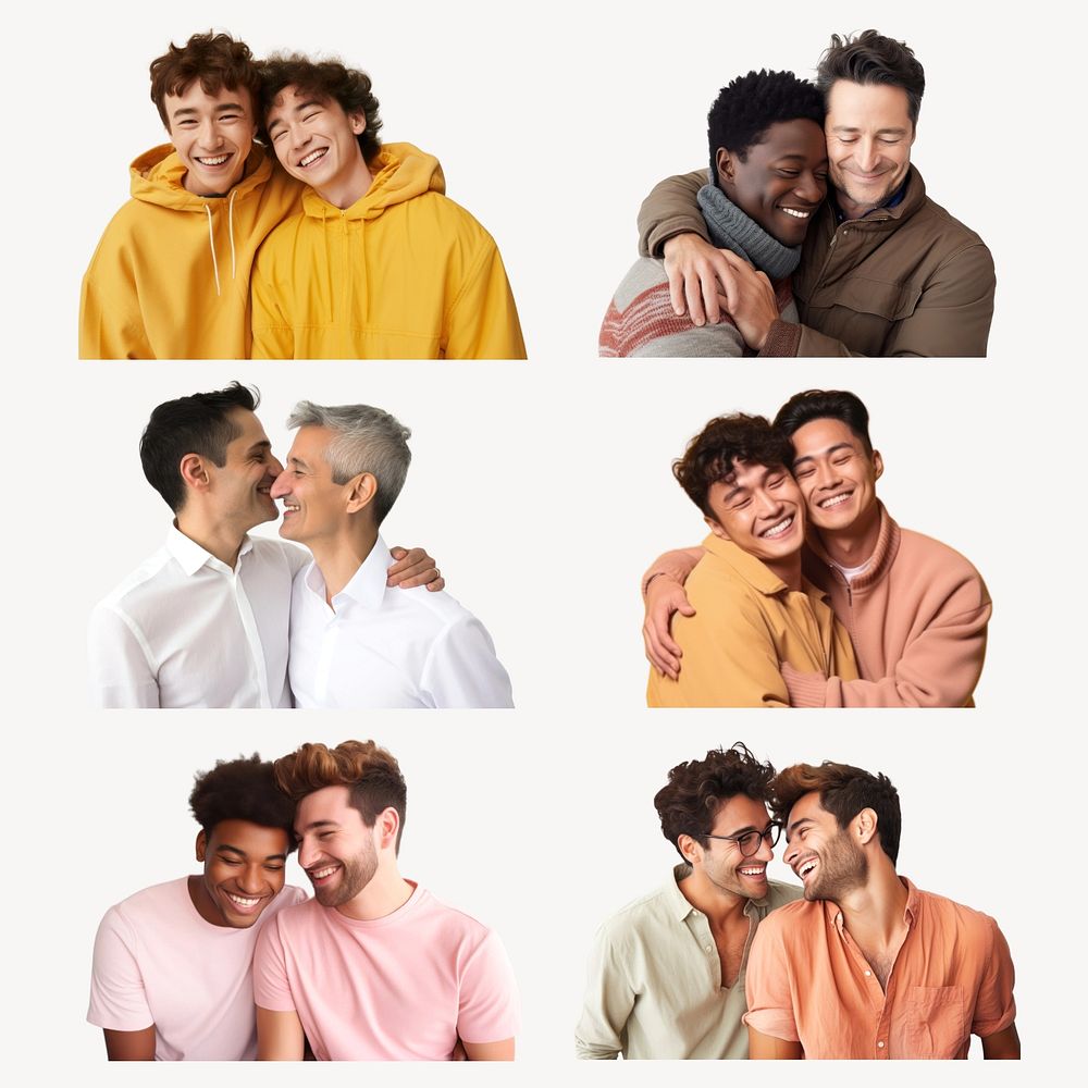 Editable diverse LGBTQ+ couple set | Premium Editable Design - rawpixel