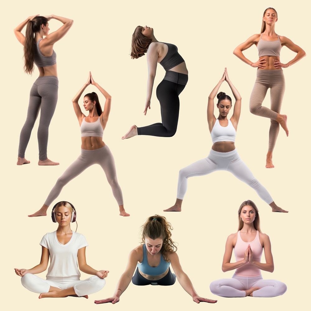 Women practicing yoga element, editable | Premium Editable Design - rawpixel