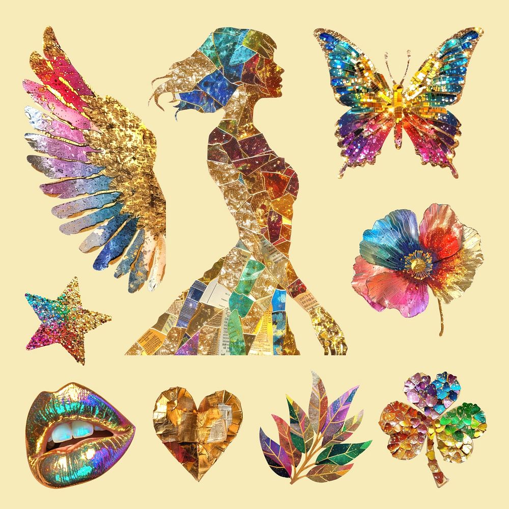 Gold glitter collage element, editable | Premium Editable Design - rawpixel