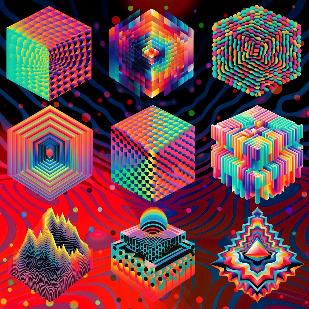 Editable Abstract psychedelic cubic shape | Premium Editable Design ...