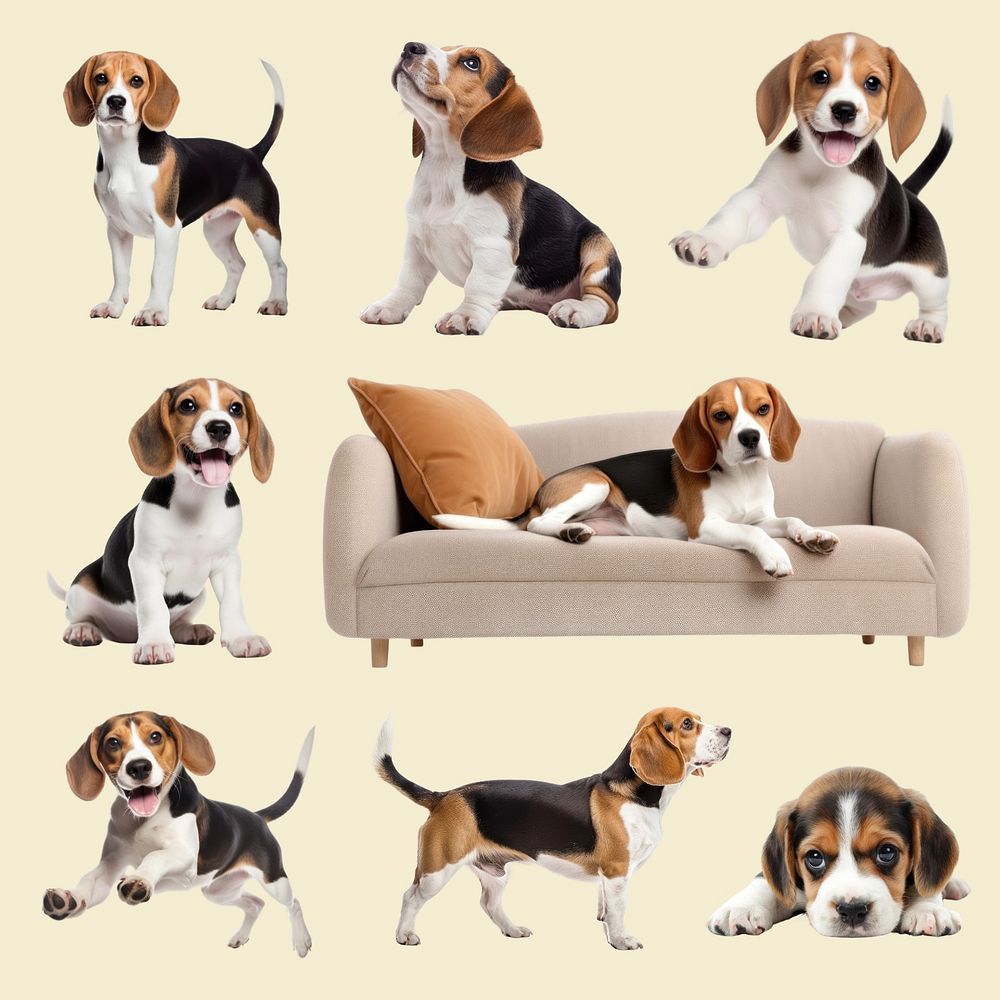 Cute Beagle dog element set, | Premium Editable Design - rawpixel