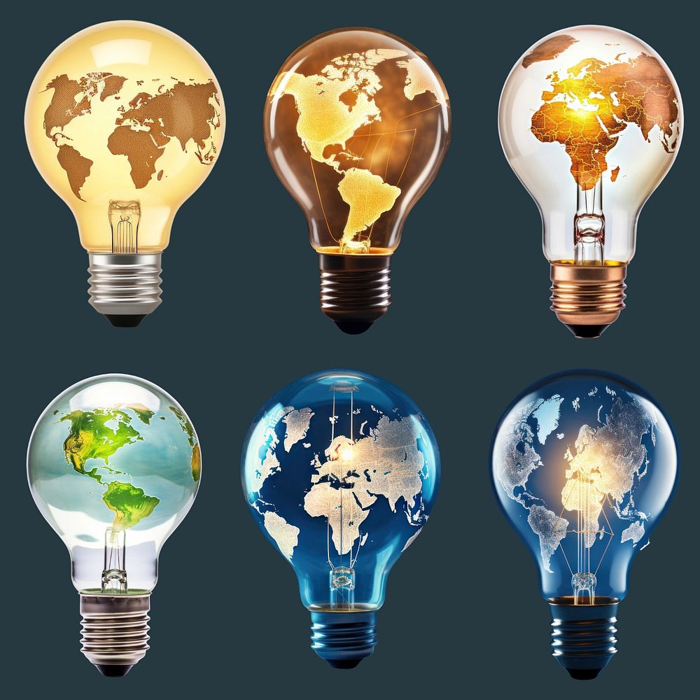 Light bulb world map element | Premium Editable Design - rawpixel