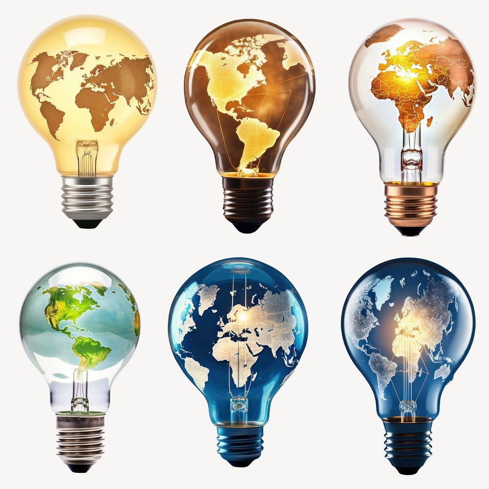 Light bulb world map element | Premium Editable Design - rawpixel