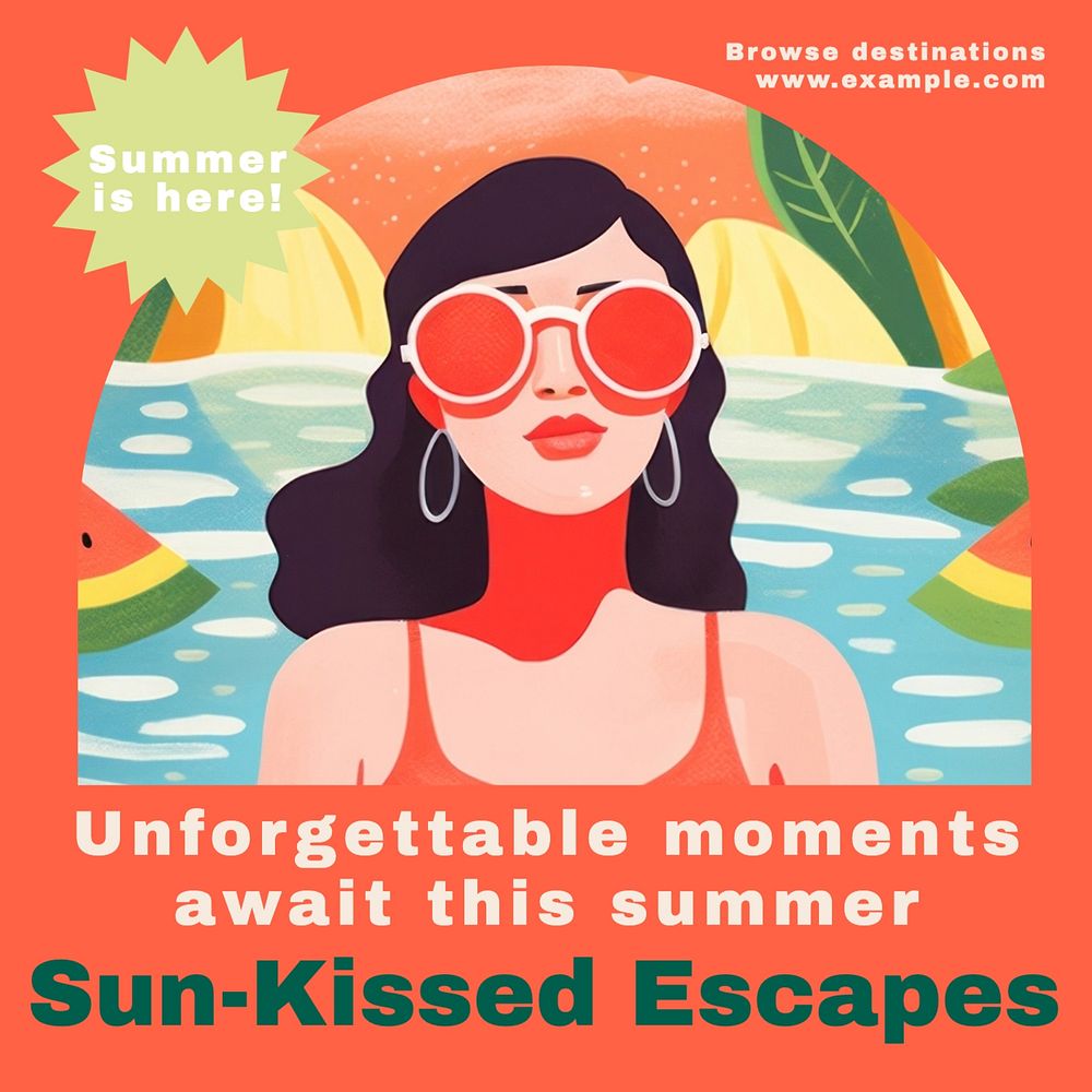 Summer holiday Instagram post template | Premium Editable Template ...