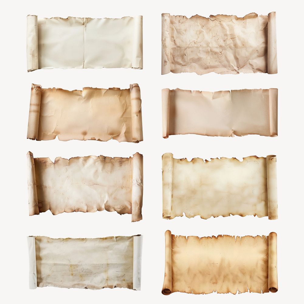 Vintage scroll paper set, editable | Premium Editable Design - rawpixel