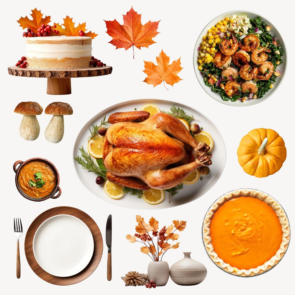 Thanksgiving traditional food set, editable | Premium Editable Design ...