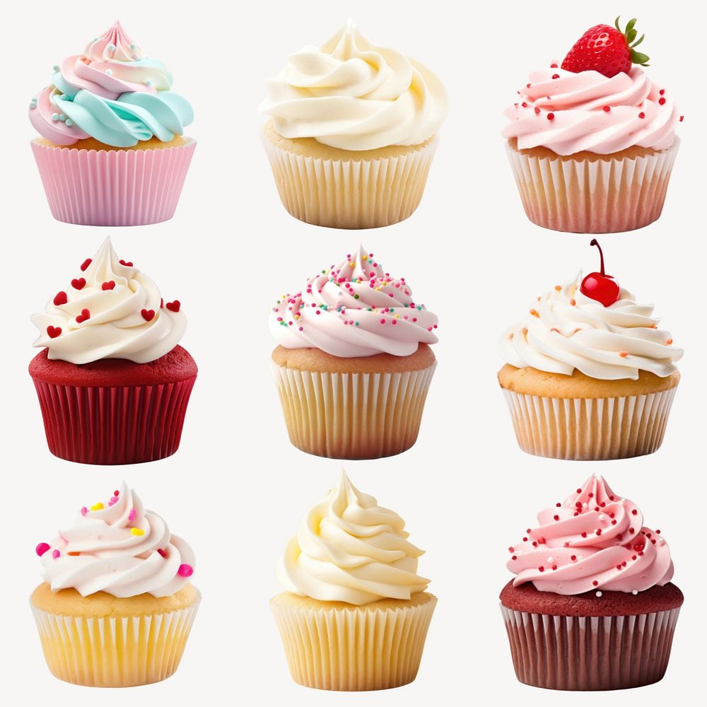 Cute cupcake set, editable design | Premium Editable Design - rawpixel