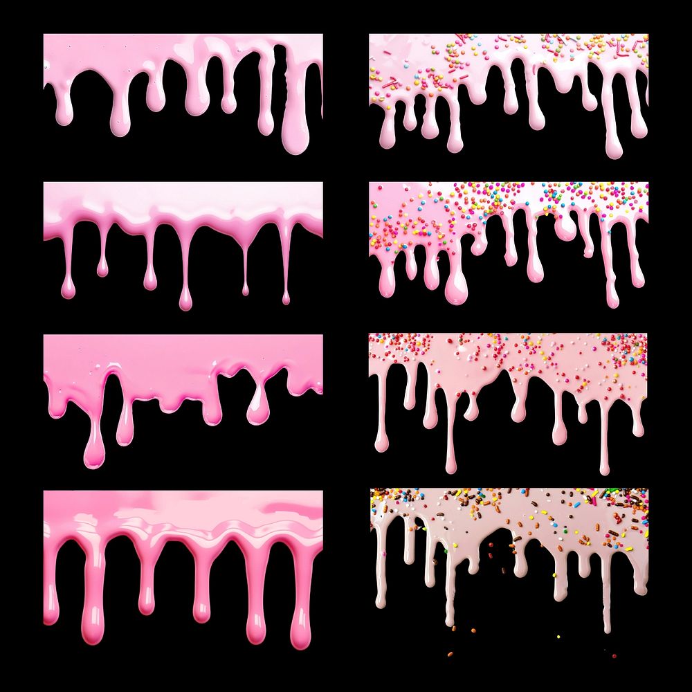 Melting strawberry milk border set, | Premium Editable Design - rawpixel