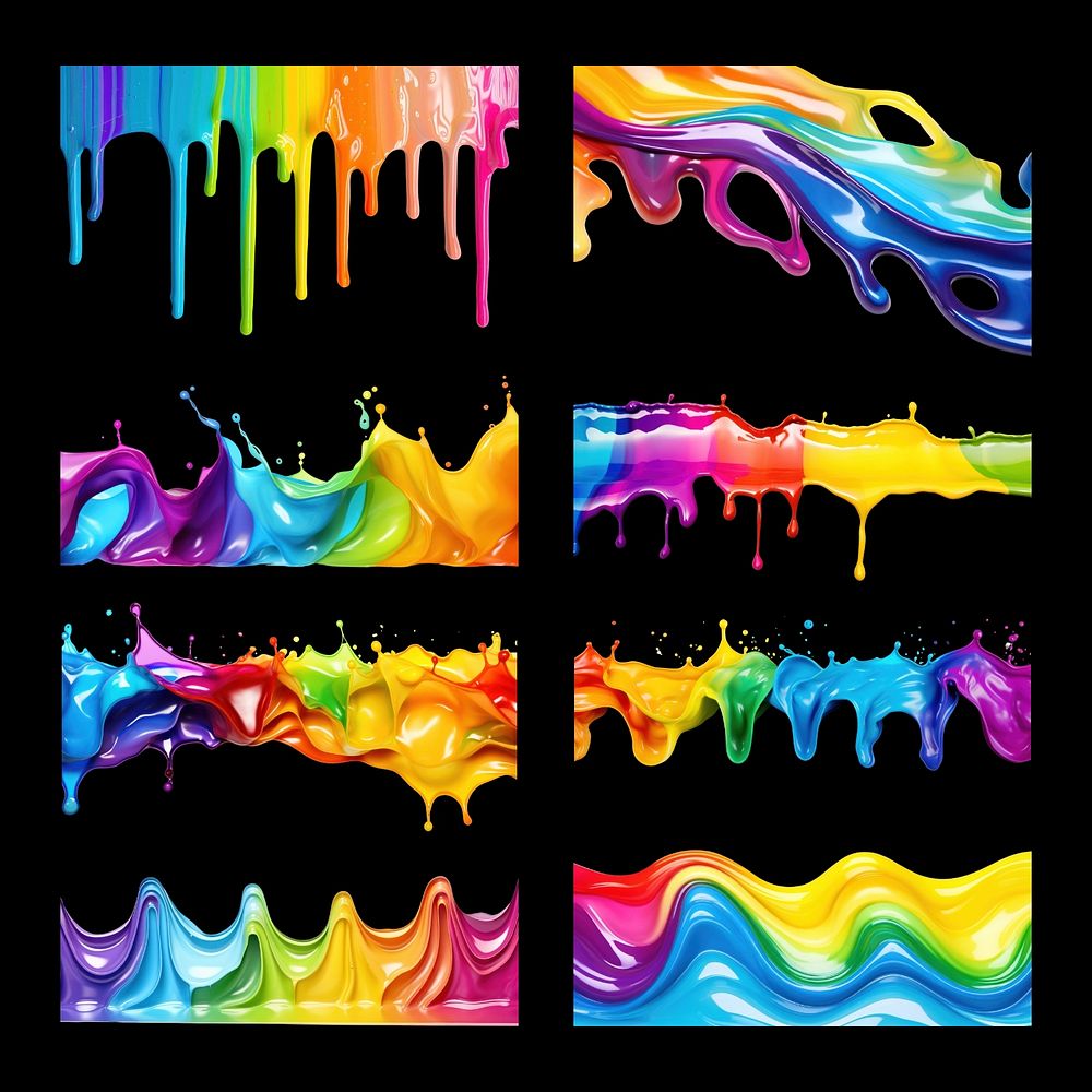 Colorful melting border set, editable | Premium Editable Design - rawpixel