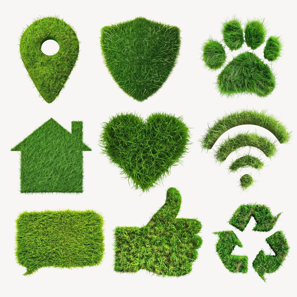 Grass textured eco-friendly element set, | Premium Editable Design ...