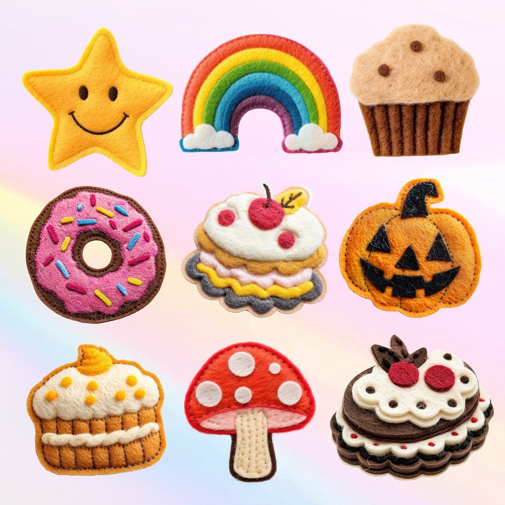 Cute felt sticker set, editable | Premium Editable Design - rawpixel