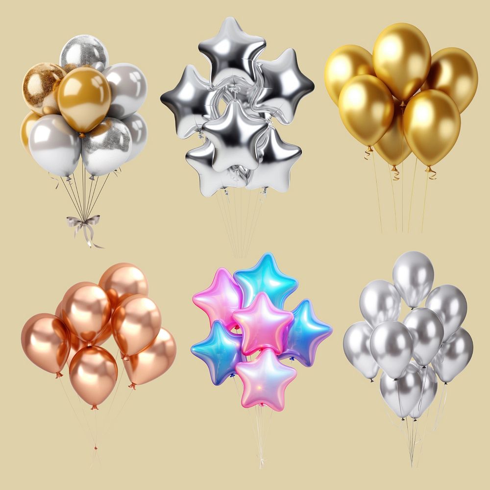 Party balloon set, editable design | Premium Editable Design - rawpixel
