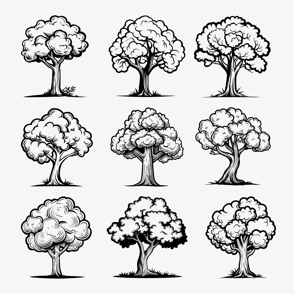 Editable black outline tree design | Premium Editable Design - rawpixel
