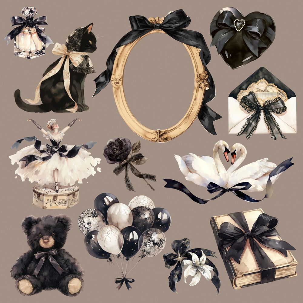 Editable watercolor black coquette design | Premium Editable Design ...