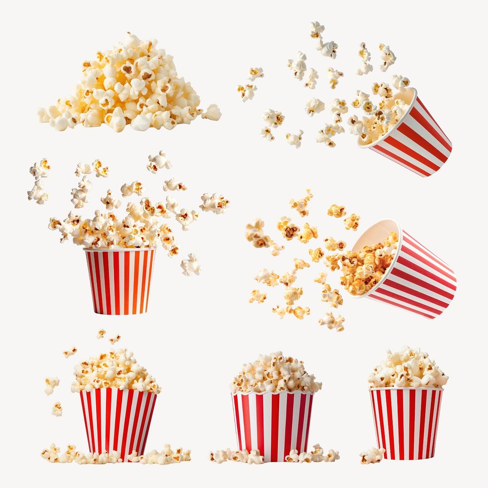 Editable popcorn design element set | Premium Editable Design - rawpixel