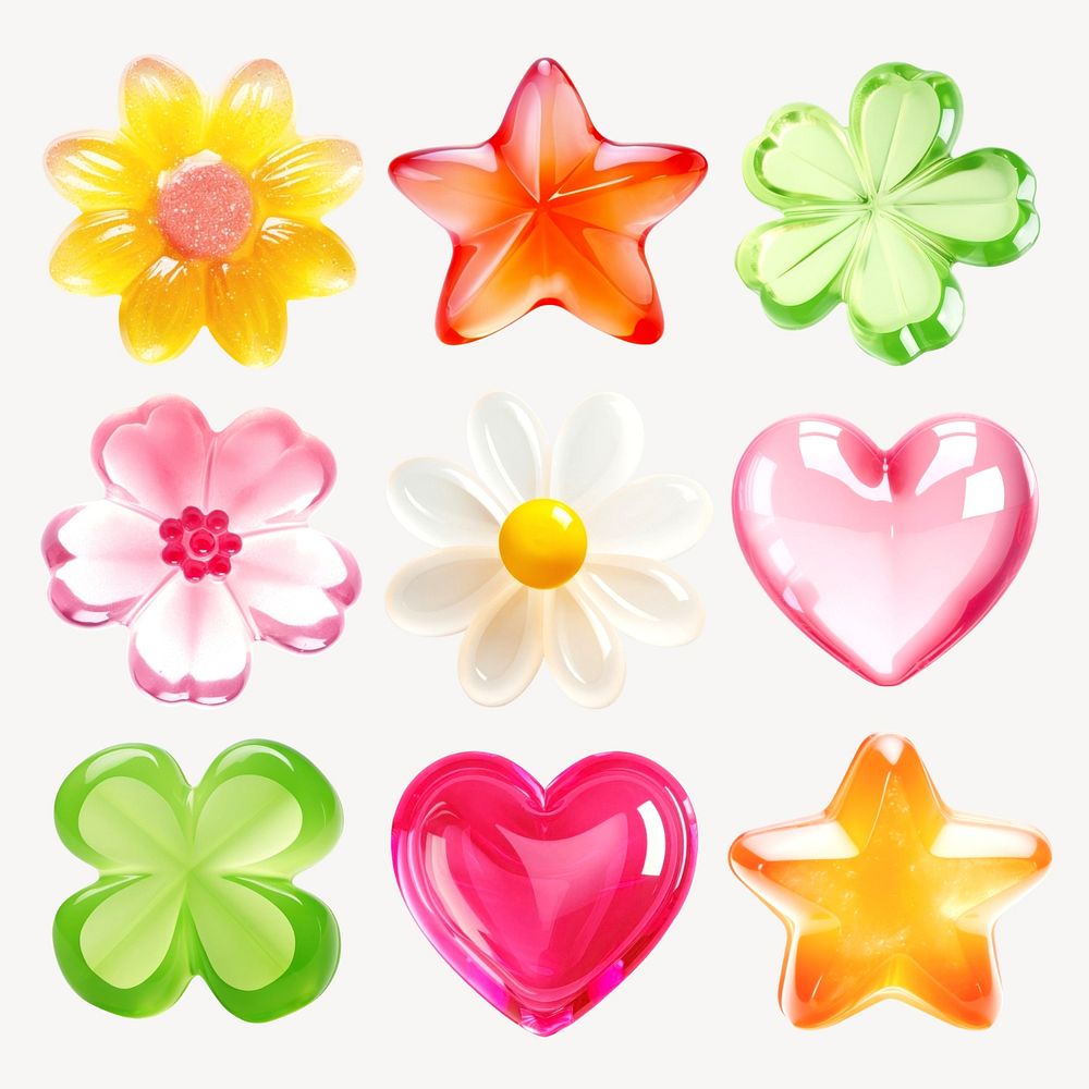 3D jelly shape set, editable | Premium Editable Design - rawpixel