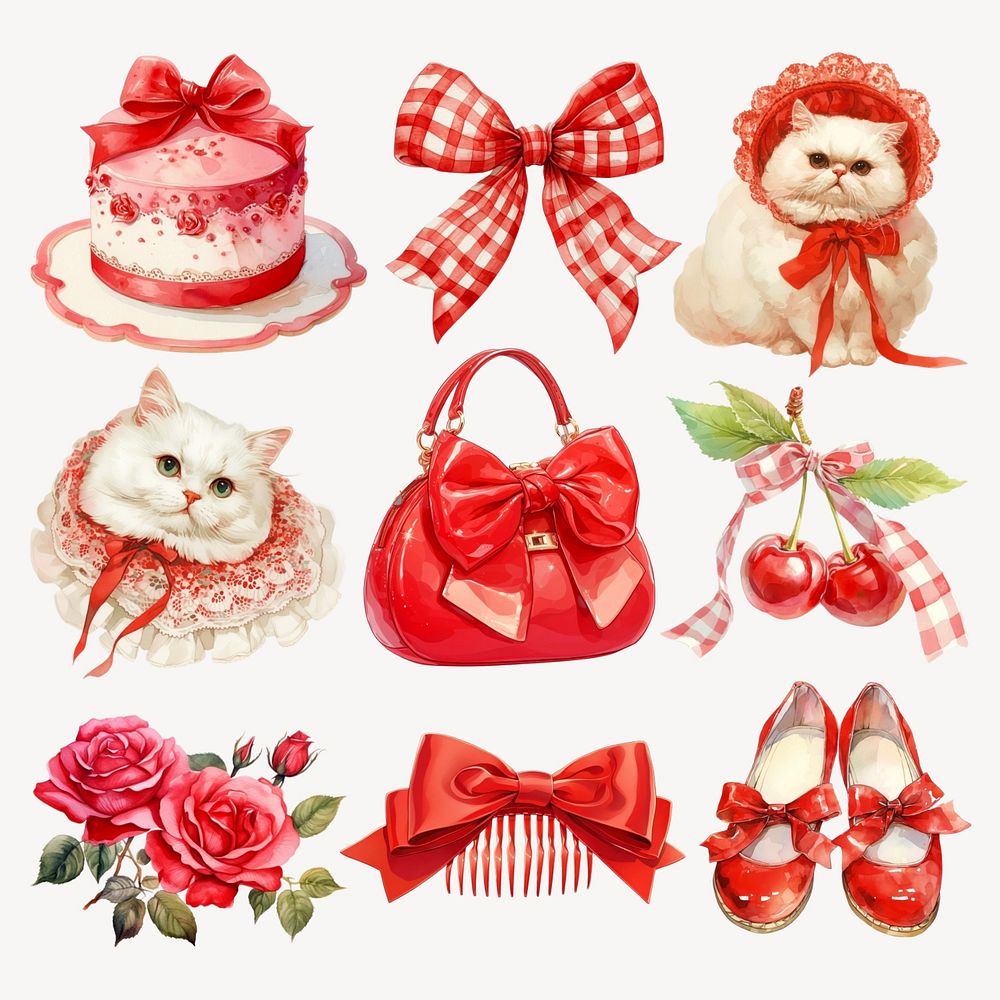 Editable watercolor red coquette element | Premium Editable Design ...