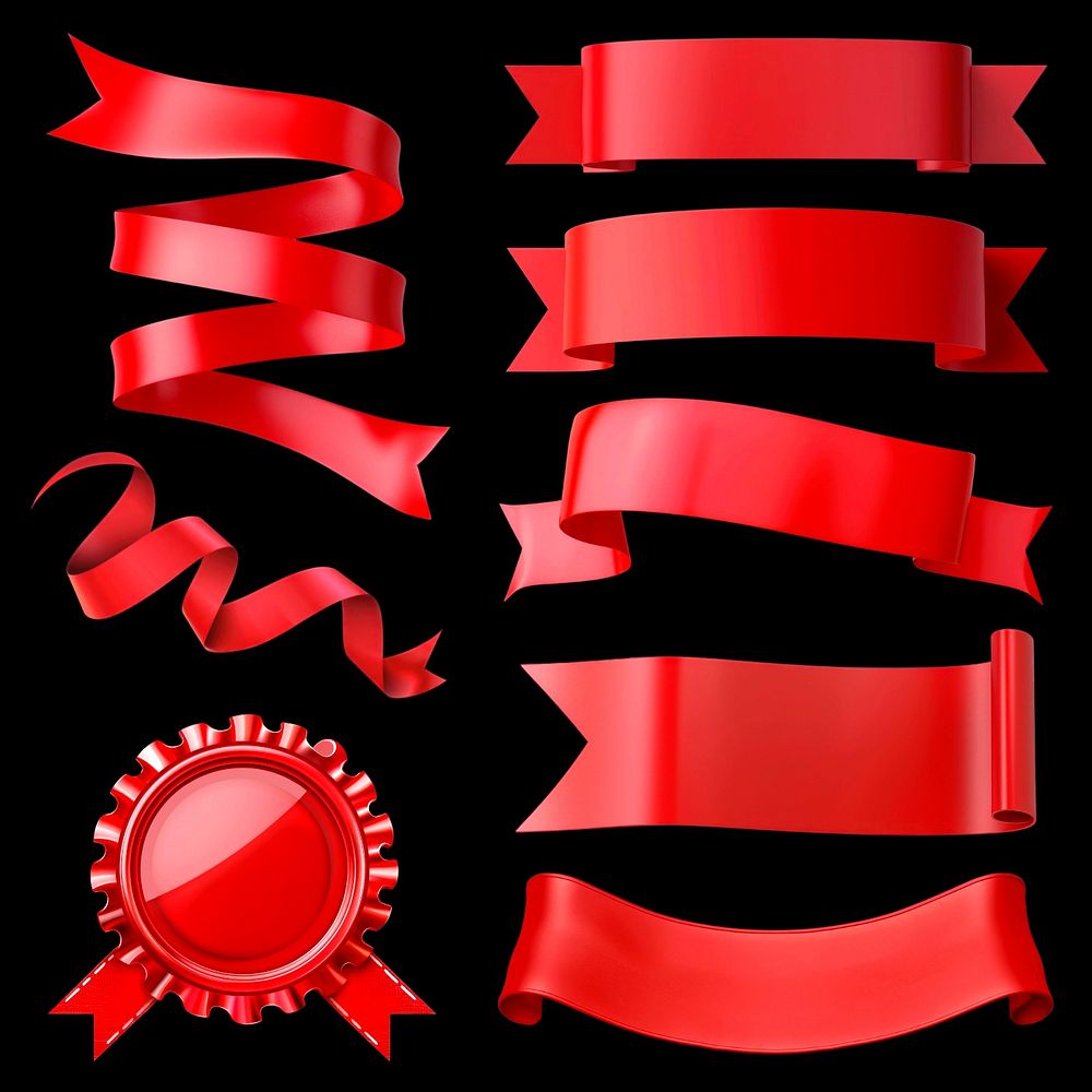Editable red ribbon banner element | Premium Editable Design - rawpixel