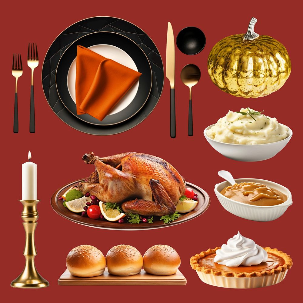 Editable Thanksgiving dinner element set | Premium Editable Design ...