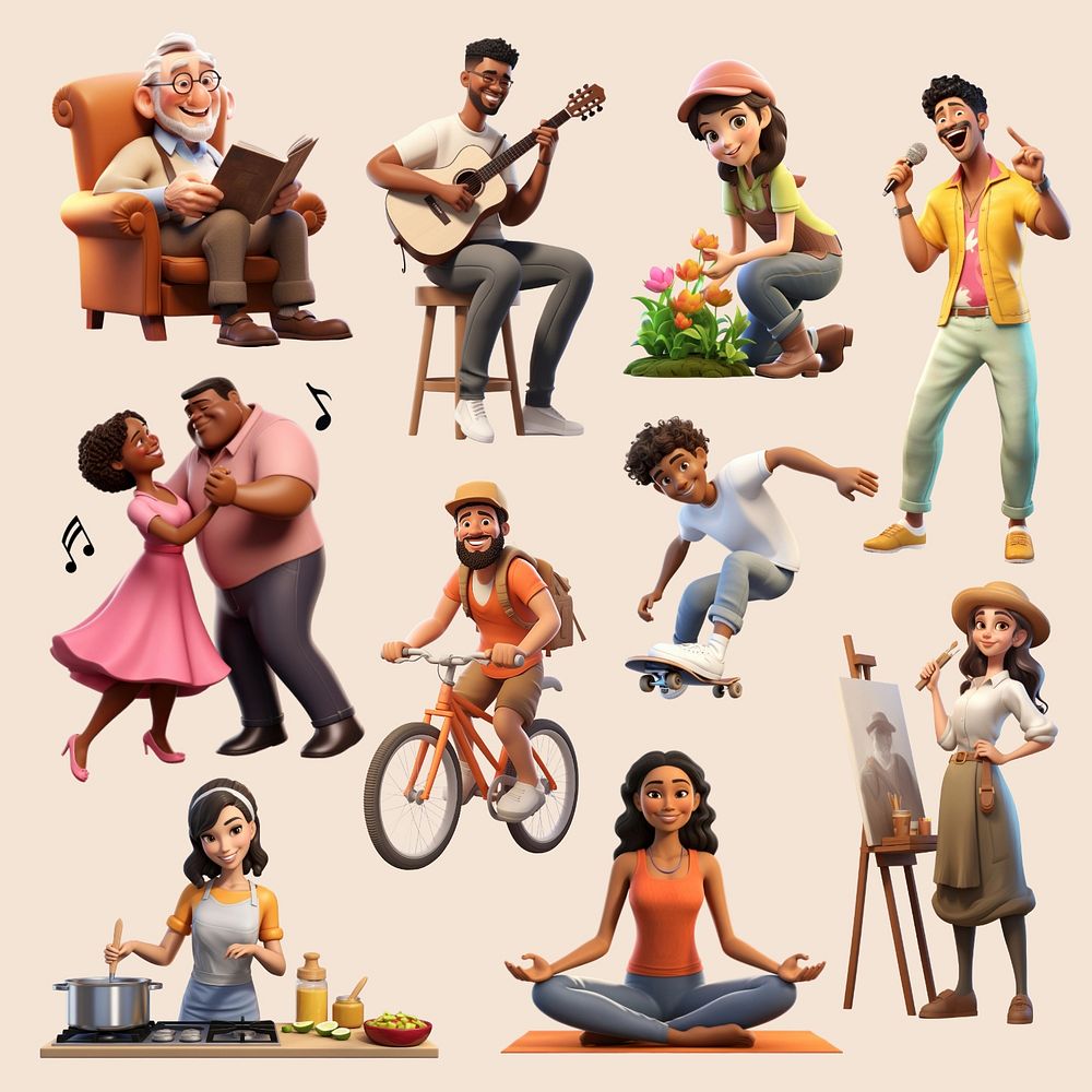 Editable 3d character hobby design | Premium Editable Design - rawpixel