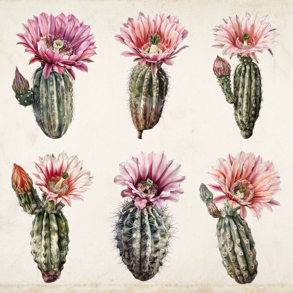 Editable Pink cactus flower design | Premium Editable Design - rawpixel