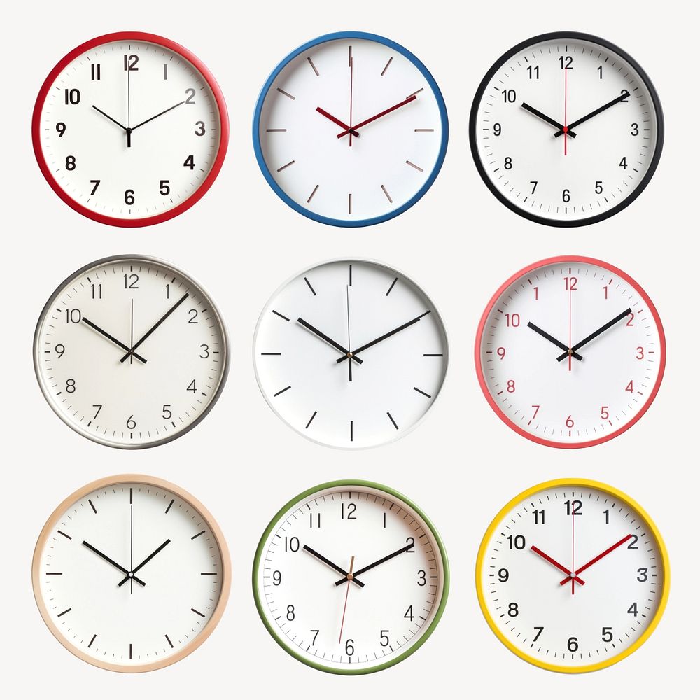 Editable wall clocks design element | Premium Editable Design - rawpixel