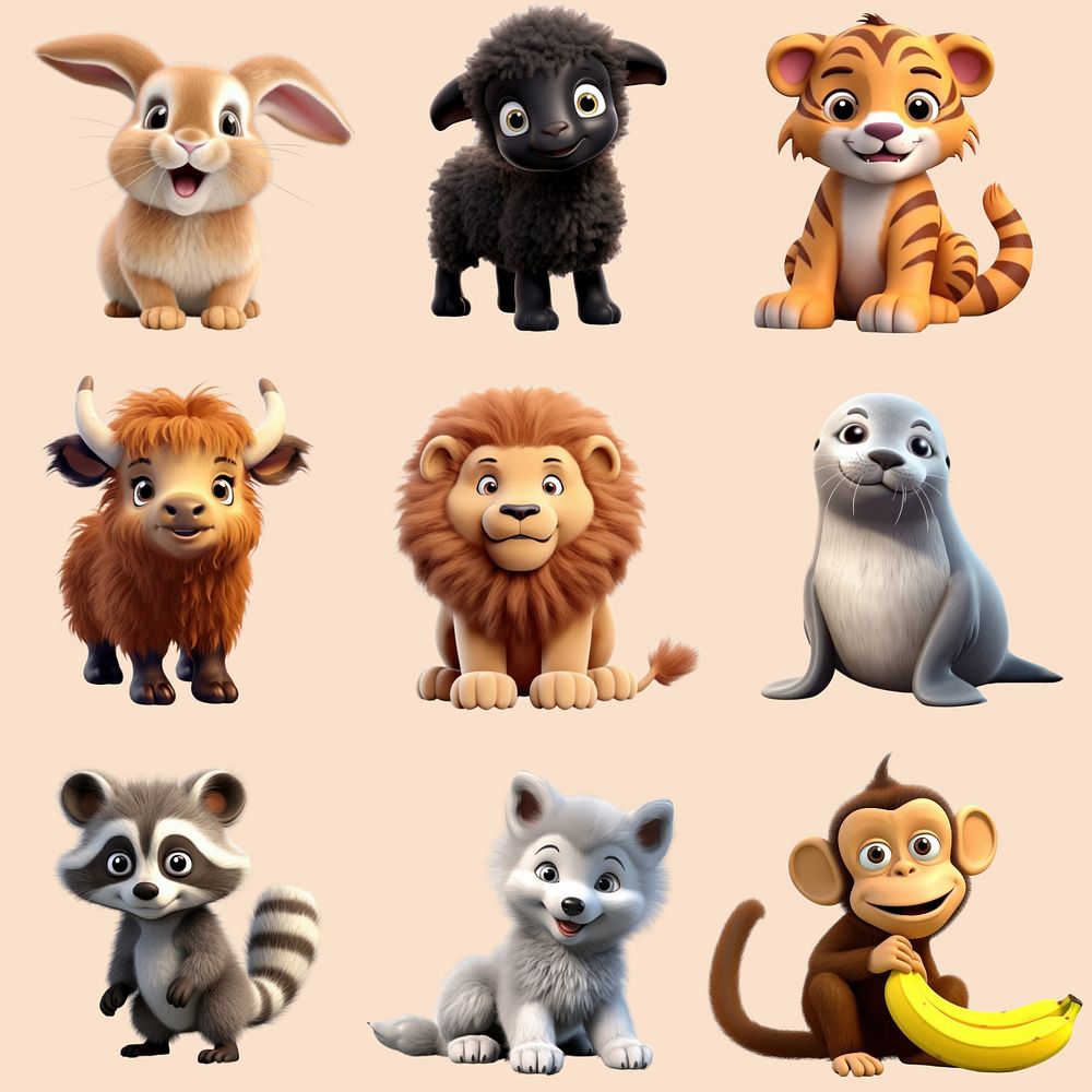 Editable 3d animal character design | Premium Editable Design - rawpixel