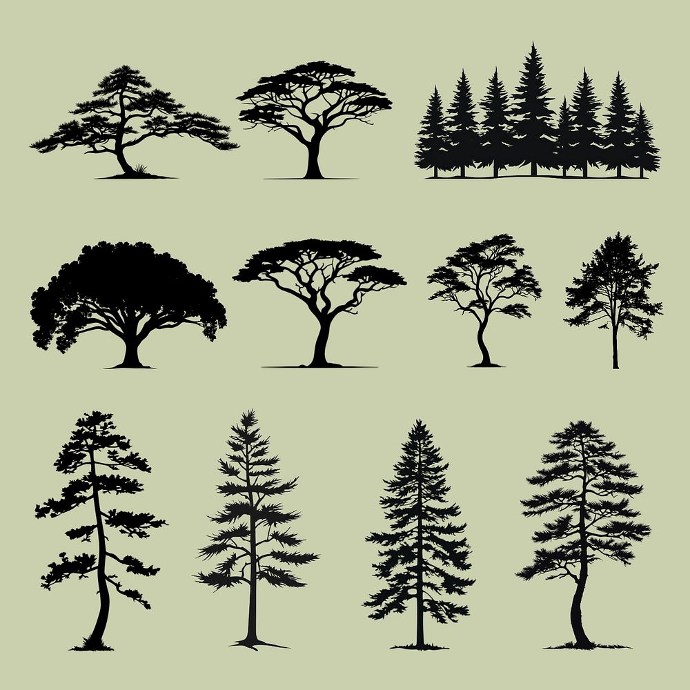 Editable tree silhouette design element | Premium Editable Design ...