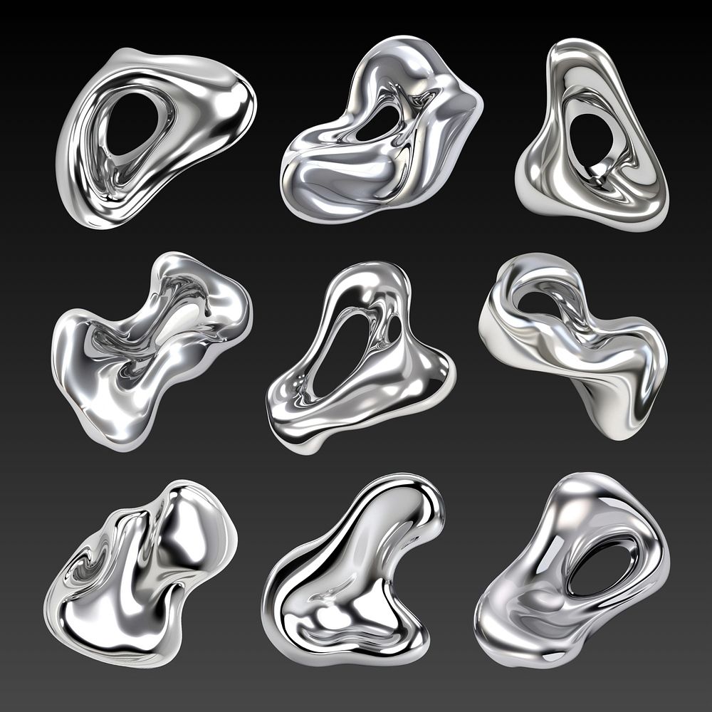 Editable 3D liquid chrome abstract | Premium Editable Design - rawpixel