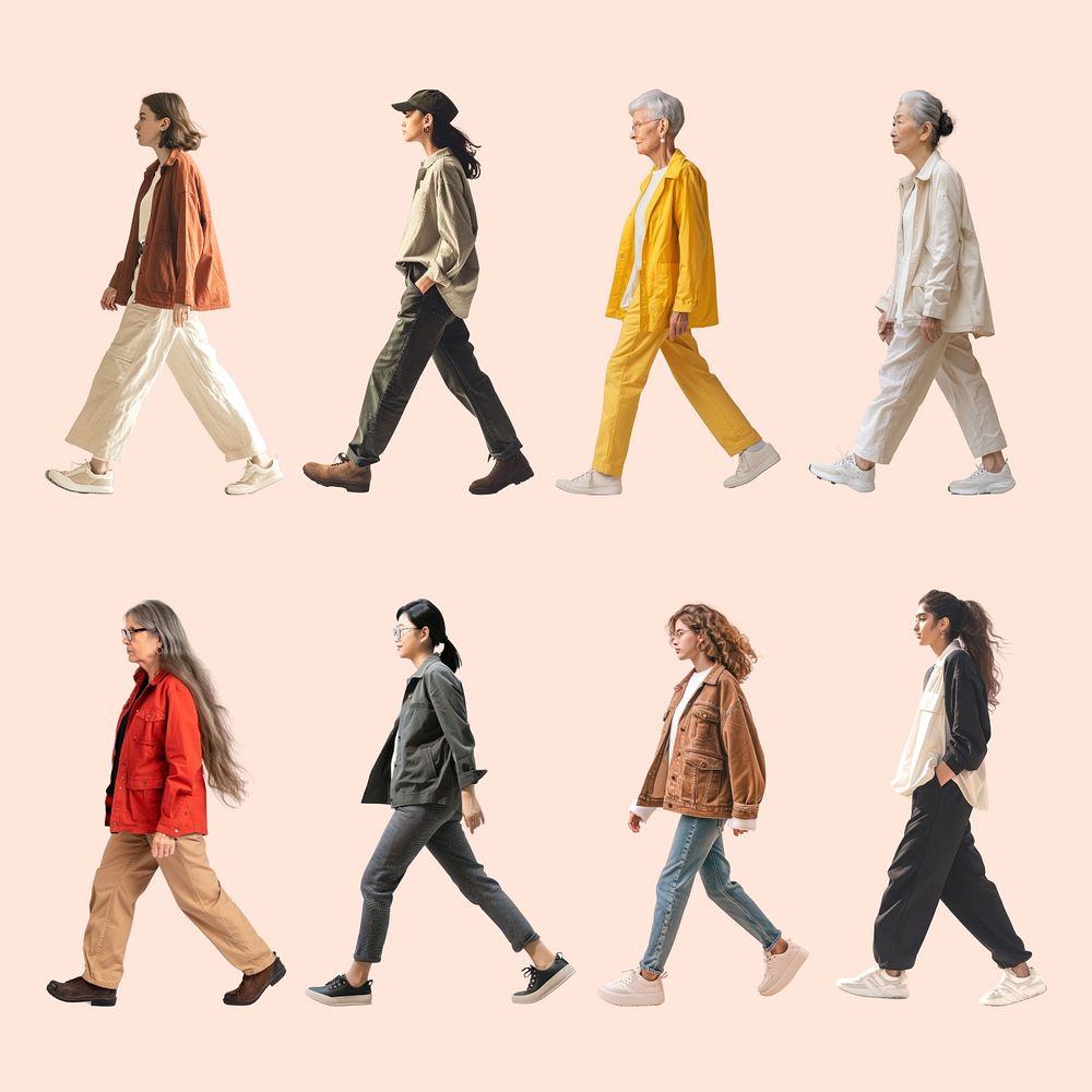 Editable diverse walking woman full | Premium Editable Design - rawpixel