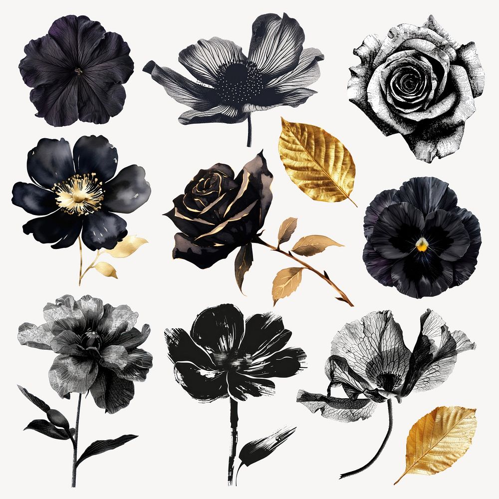Editable black and gold floral | Premium Editable Design - rawpixel