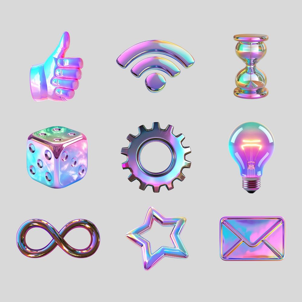 Editable 3D iridescent icon design | Premium Editable Design - rawpixel